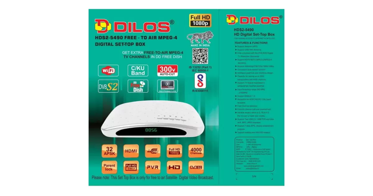 Buy DILOS HDS2-5490 Free-To-Air Full HD DVB-S2 Set-Top Box